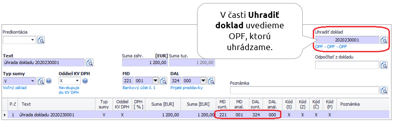 Tuzemské prijaté preddavky a dobropis